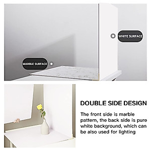 BEIYANG Food Photography Backdrops 24x24 inch Marble Photo Backdrop Boards 3PCS White Photography Backdrop Boards with 3 Bracket Kits Soild Board Waterproof Backdrop for Food Photography