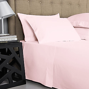 1000-Thread-Count 100% Pure Cotton Bed Sheets -4 Pc Queen Size Blush Sheet Set, Single Ply Long Staple Combed Cotton Yarns, Best Luxury Sateen Weave, Fits Mattress Upto 17'' Deep Pocket