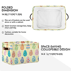 Foldable Storage Basket, Cube Organizer Bins Bright Easter Eggs Cube Bag Dual Handles for Closet Shelf