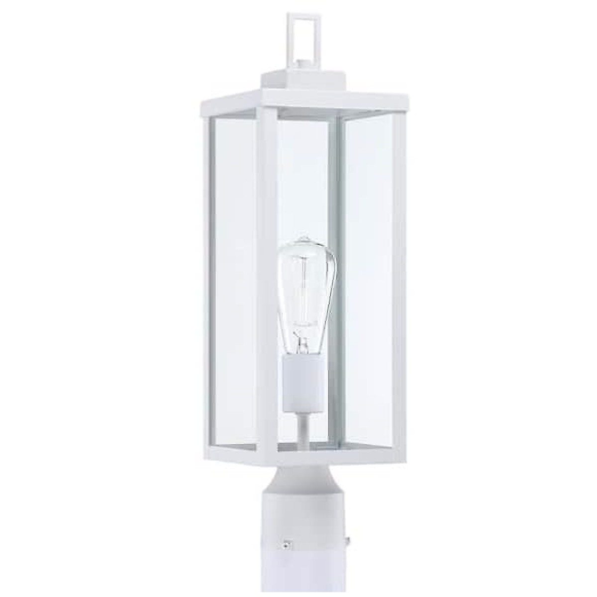 1-Light 20.35 in. White Metal Hardwired Outdoor Weather Resistant Post Light Set with No Bulb Included