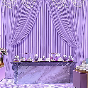 4 Panels Lavender Backdrop Curtain for Parties Wedding Wrinkle Free Light Purple Photo Curtains Backdrop Drapes Fabric Decoration for Baby Shower Photoshoot 20ft(W) x 10ft(H)