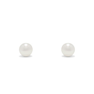 BLUE OCEAN PEARLS Freshwater Cultured 4.5-5mm White Button Shape Pearl Stud Earrings with Sterling Silver Butterfly Backs (Set of 3)
