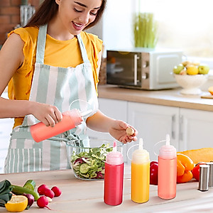 Hoolerry 32 Pcs 4oz Plastic Squeeze Bottles Condiment Squirt Bottle Set with Discrete Measurements Dressing Container Ketchup Dispenser for Syrup BBQ Grilling Liquids and More