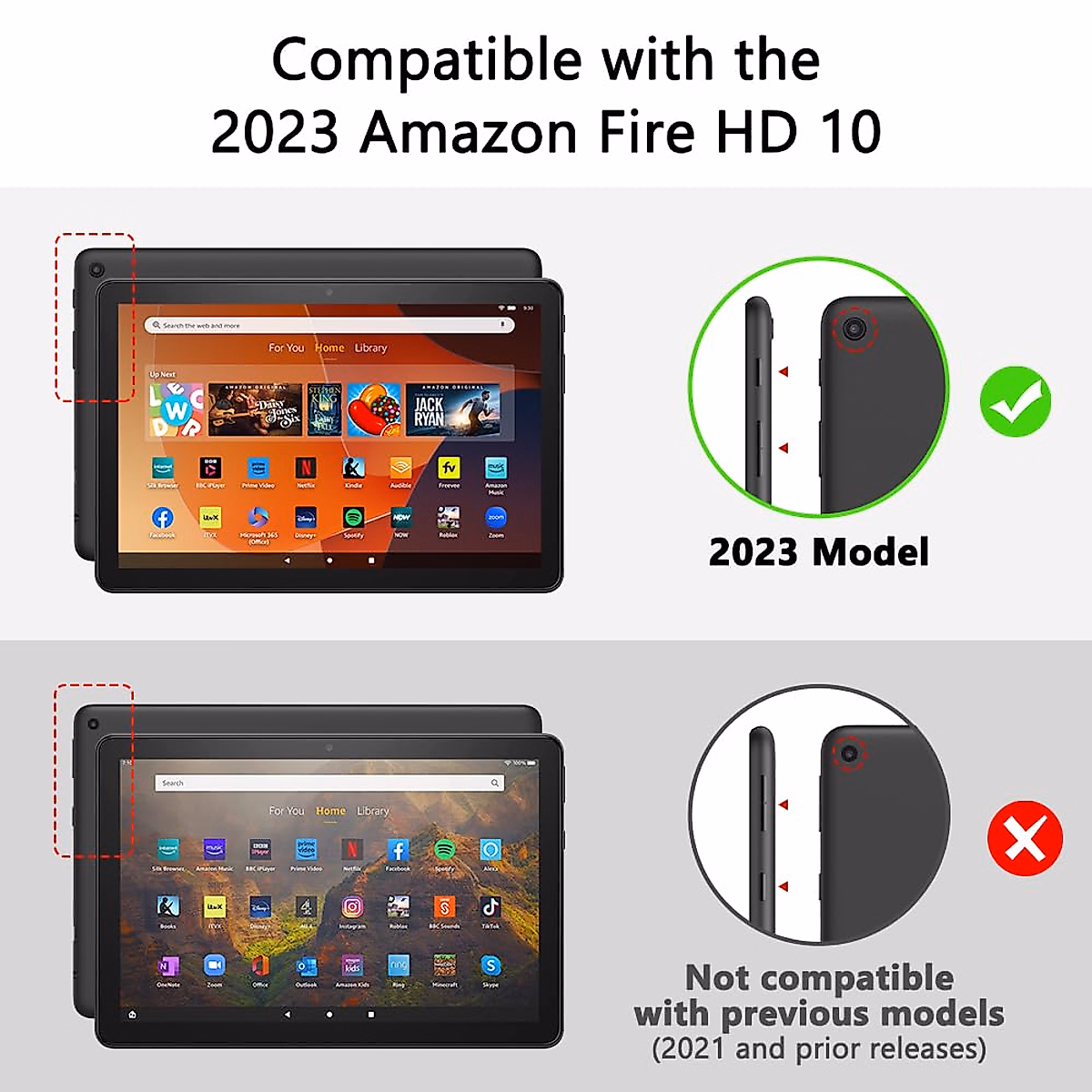 Made for Amazon Bluetooth Keyboard Case for Amazon Fire HD 10, (13th Gen, 2023 release)