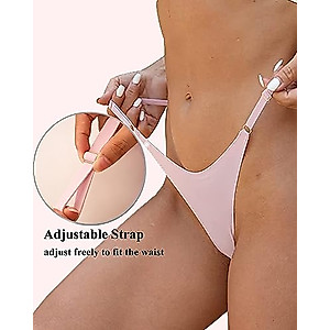 Bolivelan Adjustable Seamless String Underwear for Women G-String Thongs Panties High Cut Brazilian Briefs 6 Pack, US 4, Multicolor