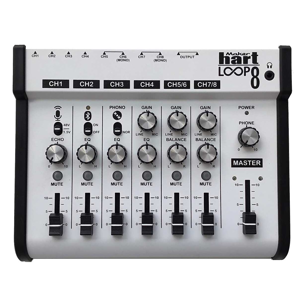 Maker hart Loop Mixer 8 3.5mm/6.3mm JACK/Bluetooth/Phono EQ Pre-amplify/microphone Compatibility/audio mixer
