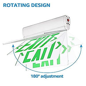 LEONLITE Green Exit Signs for Business, UL 924, LED Edge Lit Exit Sign, Hardwired Emergency Exit Lights with Battery Backup, Rotating Acrylic Clear Panel, Top/Side/Wall Mount, AC 120/277V, Pack of 4