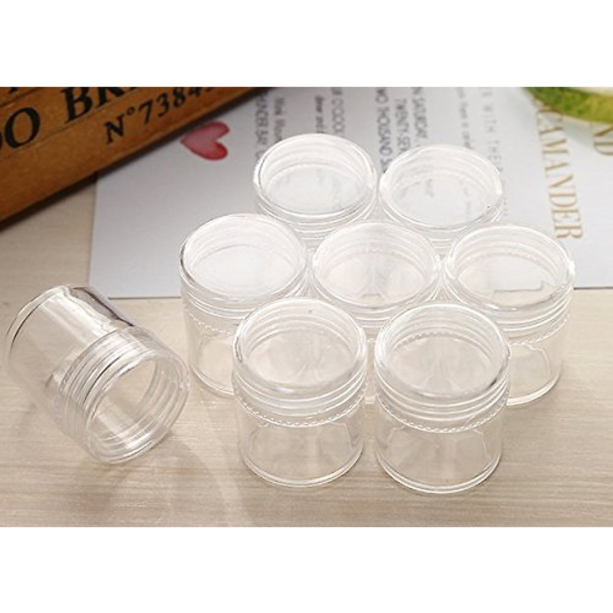 WOIWO 10PCS Clear Plastic Slime Storage Favor Jars Plastic Containers for Beauty Products, DIY Slime Making or Others (6g)