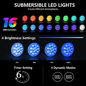 Vicalo Rechargeable Submersible Led Lights IP68 Waterproof Colorful WRGB Lights for Pool Pond Bathtub Hot Tub Spa Party Decor Radio Frequency Controlled, 1 Pack