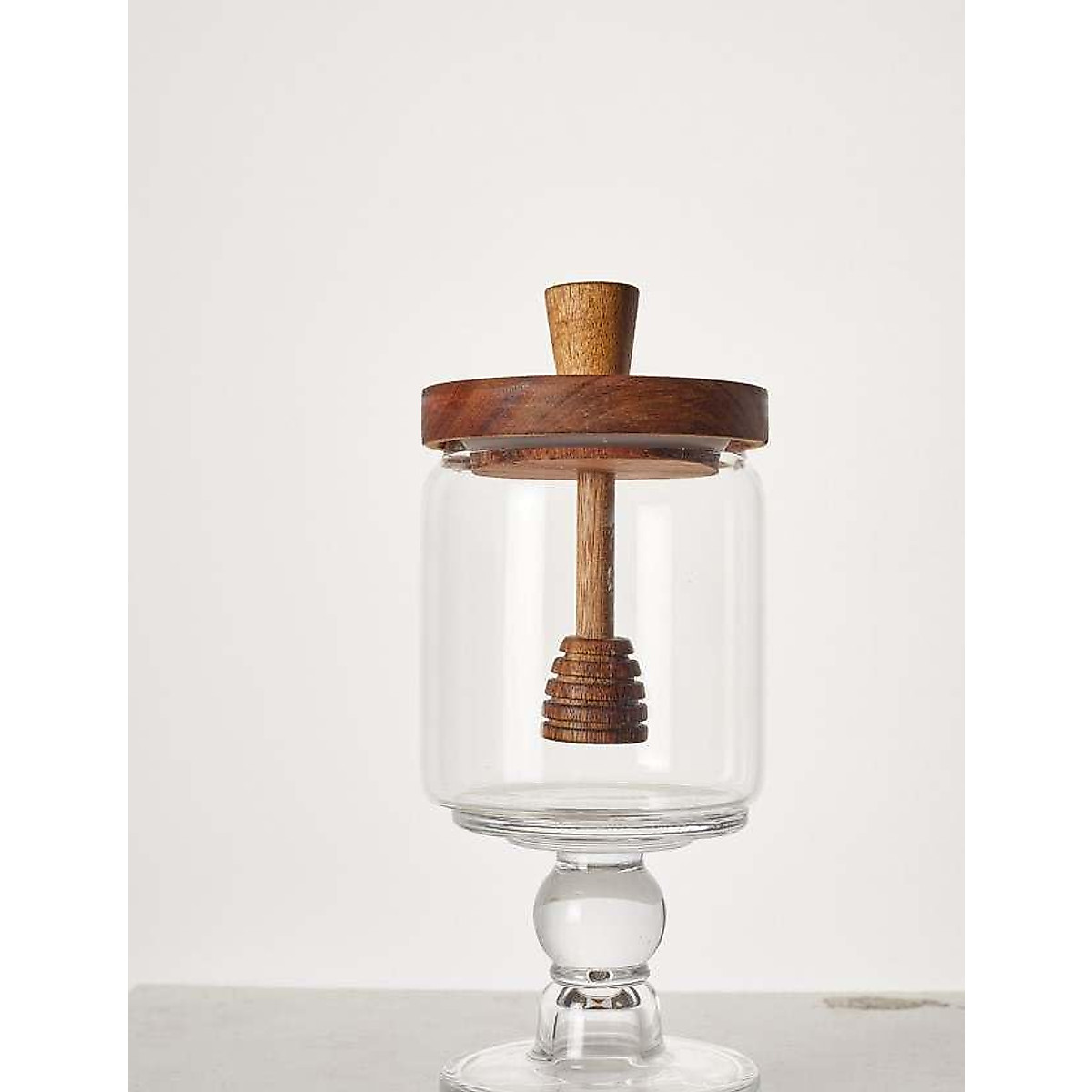 Premium 16oz Honey Jar Set with Transparent Clear Jar with Wood Lid, Glass Jar & Wooden Spoon Dipper - Perfect for Homemade Preserves and Storing Raw Honey