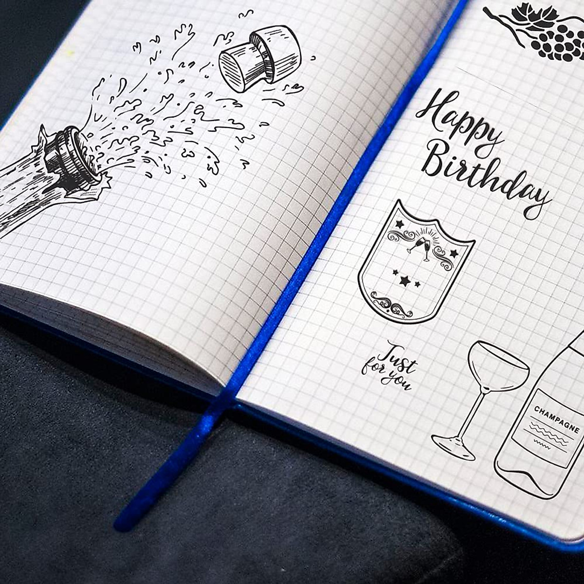 Happy Birthday Party Wine Champagne Bottle Clear Stamps for Card Making Decoration DIY Scrapbooking, Cheer Words Silicone Transparent Seal Stamps for Embossing Album Decor Craft.