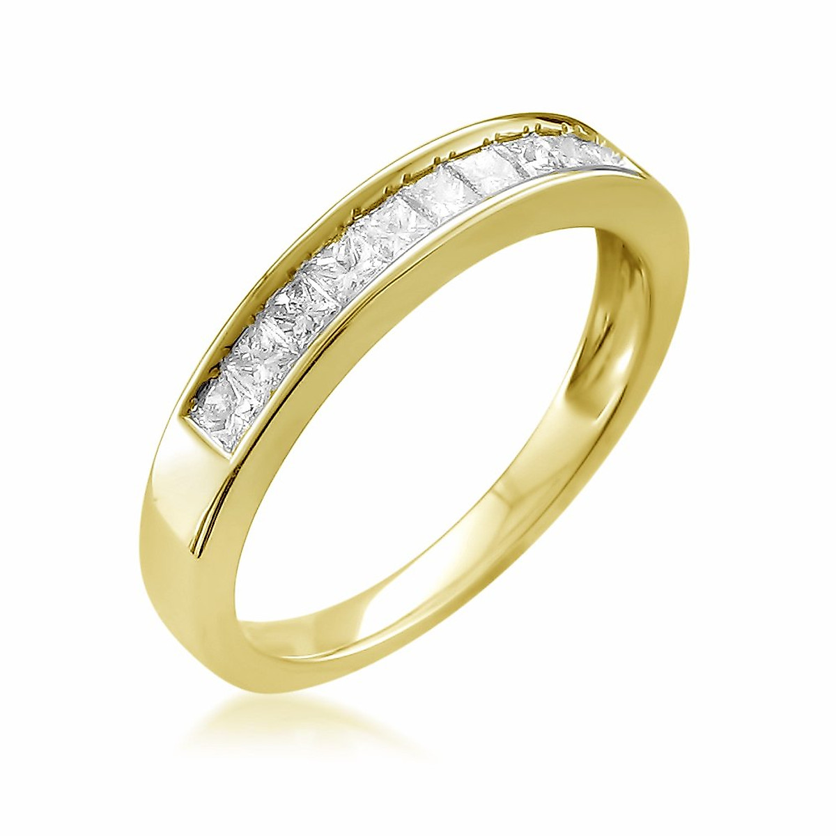 Beyond Brilliance 1/2 Carat Diamond Channel-Set 14K Yellow Gold Princess Cut 11-Stone Diamond Bridal Wedding Band Ring | Natural Diamond Wedding Band For Women, J-K SI1-SI2 | Gift Box Included