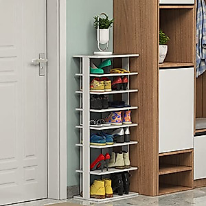 Tangkula 7 Tiers Vertical Shoe Rack, Patented Entryway Wooden Shoes Racks, Modern Shoe Rack Organizer, Space Saving Shoes Storage Stand for Front Door (White, Double)