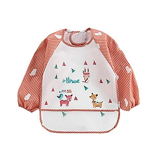 HaimoBurg 4 Pcs Long Sleeved Baby Infant Toddler Bibs Sleeved Bibs 8-36 Months