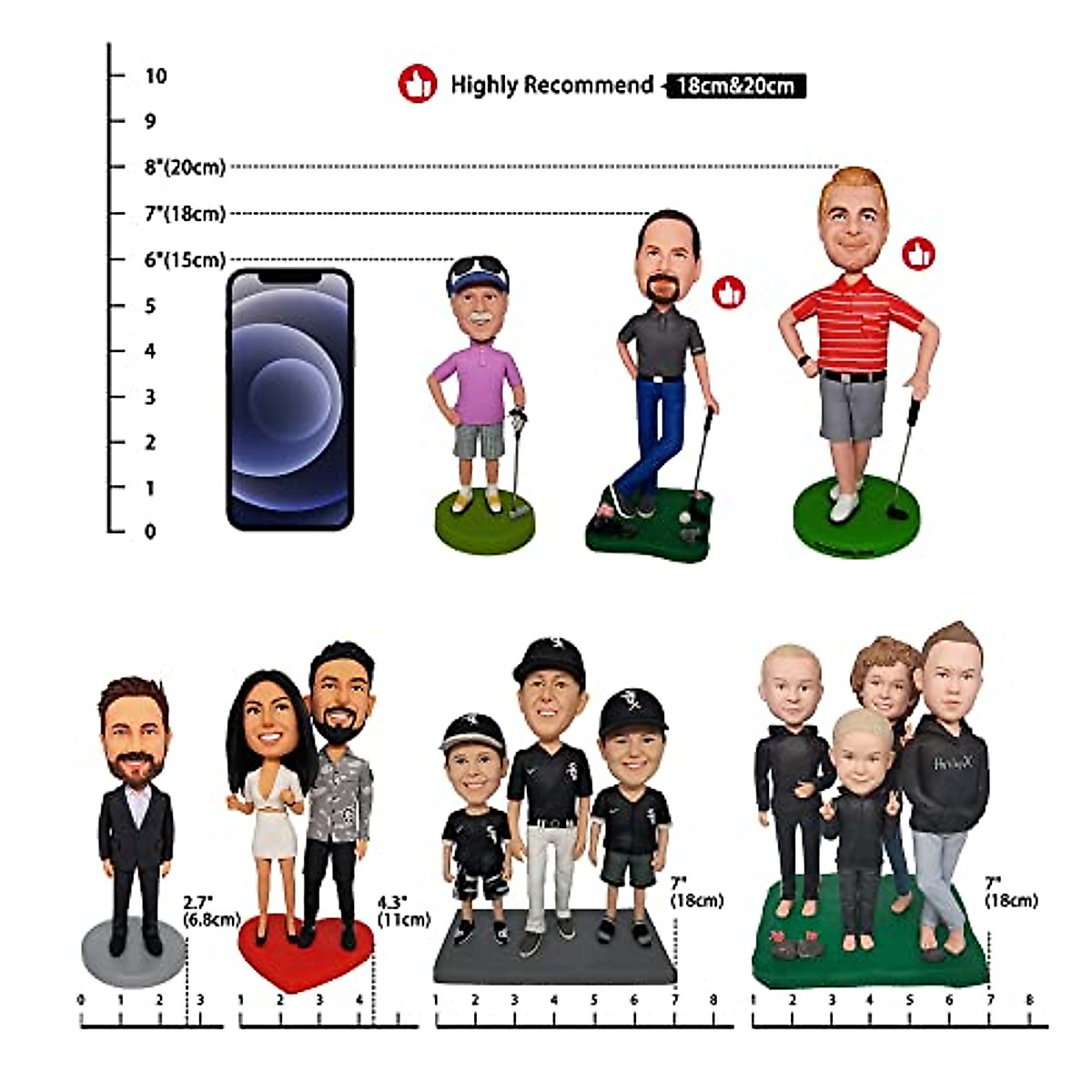 Mydedor Custom Bobbleheads Figurine Customized Doll Birthday Gifts for Family, Bobble Head Figures Handmade Personalized Gift for Bestfriend Wedding Anniversary with Photos 6"