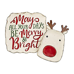 Mud Pie Farmhouse Christmas Set of 2 Platters, small 13" x 8.5" | large 14" x 14"