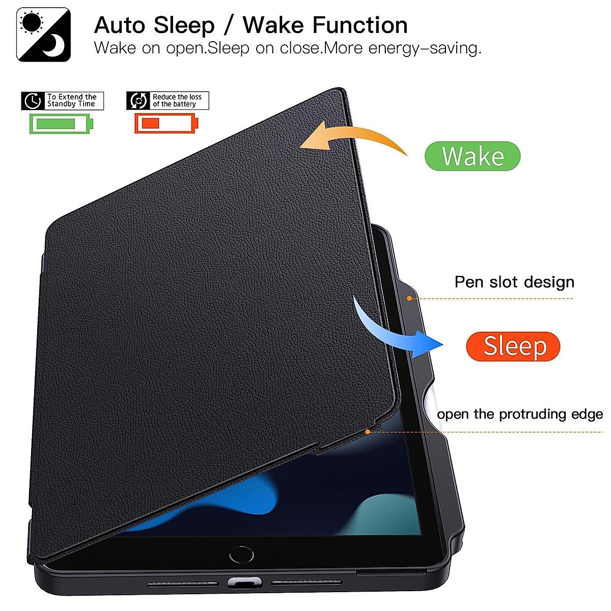 ZtotopCases for iPad 9th/8th/7th Generation 10.2 Inch, [5 Magnetic Stand Angles + Pencil Holder + Highly Shockproof +Auto Wake/Sleep], Premium PU Leather Cover for iPad 10.2 inch 2021/2020/2019, Black