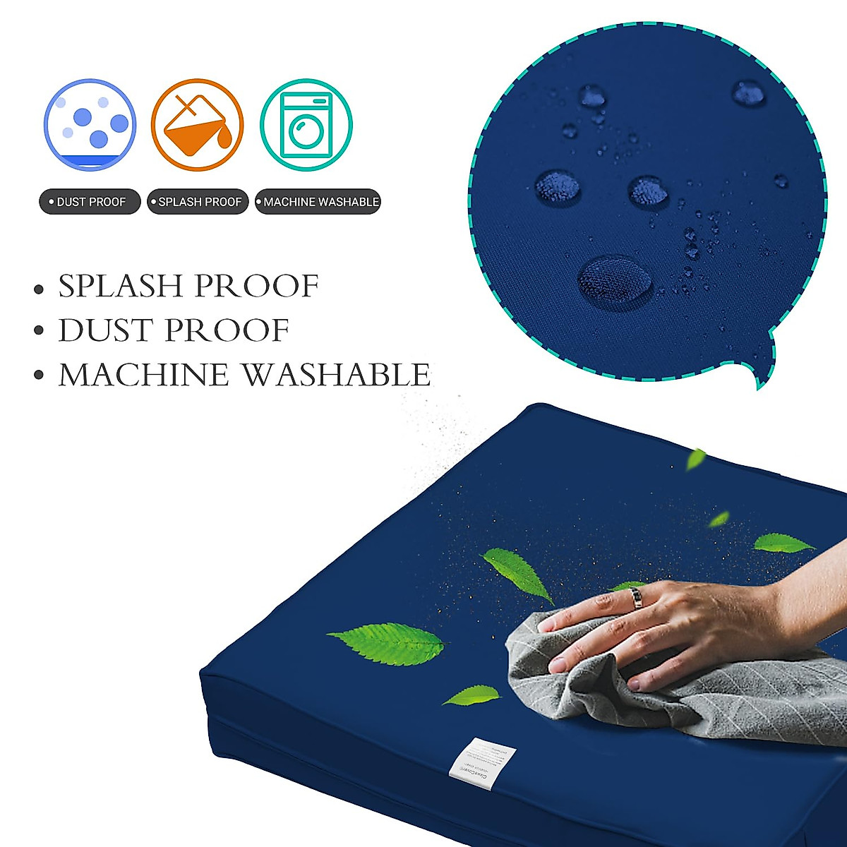 ClawsCover 14 Pack Outdoor Patio Seat and Back Cushion Replacement Covers Fit for 7Pieces 6-Seater Wicker Rattan Furniture Set Sectional Sofa Chair Couch,Aegean Blue-Include Covers Only (Large)