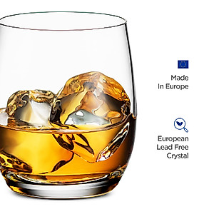 Godinger Double Old Fashioned Whiskey Glasses, Rocks Glasses, Glass Beverage Cups, European Made - 12oz, Set of 4