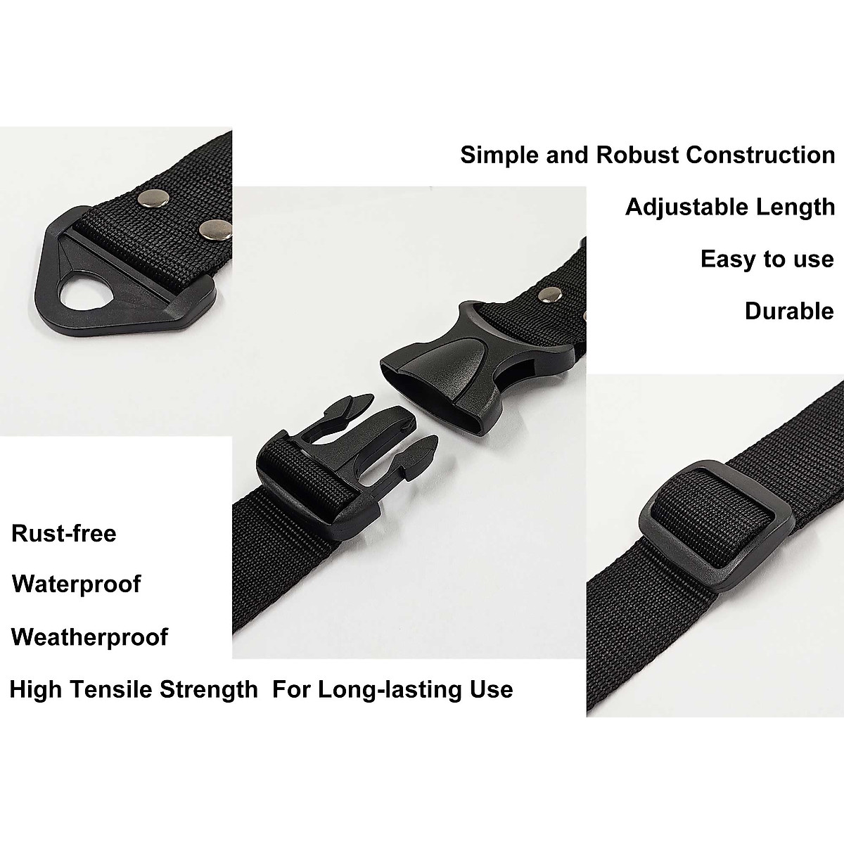 OeckuXIY 2 Pack Trash Can Lid Strap Locks, No Drill Garbage Can Latches, Adjustable Animals Proof Straps Use for Locking Outdoor Waste Bin, Recycling Container, Black