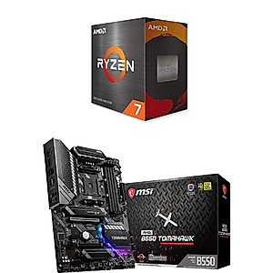 MSI MAG B550 Tomahawk Gaming Motherboard + AMD Ryzen 7 5800X 8-Core Desktop Processor (AM4, DDR4, PCIe 4.0, USB 3.2 Gen 2, ATX)