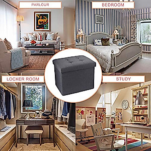 ALASDO Storage Ottoman Folding Rectangle Cube Coffee Table Multipurpose Foot Rest Short Children Sofa Stool Linen Fabric Ottomans Bench Foot Rest for Bedroom L17W13H13(Grey)