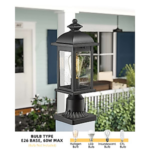 FEMILA Dusk to Dawn Outdoor Post Light, Waterproof Pole Lantern Light Fixture, Exterior Lamp Posts Outdoor Lighting for Garden Patio Yard Pathway Driveway, Clear Glass Panel, 4FD54P-PC BK