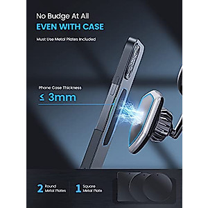 【Military-Grade Magnetic Vent Hook】 Phone Holder for Car【Ultra Sturdy】 Hands-Free Car Phone Holder Mount【Sharp Turns & Bumpy Roads Friendly】 Compatible with iPhone, Samsung,All Smartphones (Long Arm)