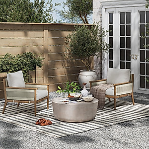 Nathan James Kayden Bohemian Wooden Upholstered Armchair, Outdoor Lounge Chair with Removable Cushion Covers and Solid Acacia Wood Frame, Light Brown