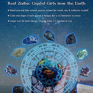 Aquarius Crystals and Healing Stones Set, 14pcs Zodiac Aquarius Gifts for Women Birthstone Charms, Chakra Gemstones Real Crystals Set for Spiritual Astrology Decor Horoscope Birthday Gift Kit