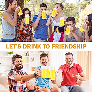 Suclain 6 Pcs Clear Plastic Beer Mugs with Handles 34 oz Large Dimpled Beer Cups Clear Plastic Beer Glasses Reusable Classic Plastic Coffee Mugs with Handles for Beer Whiskey Juice Coffee Tea Cocktail