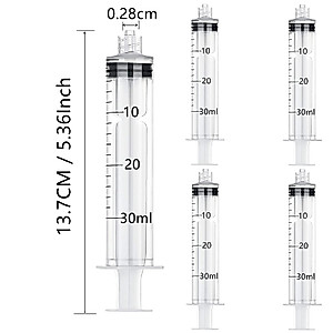 30ml Syringe with Blunt Needle Tip 1.5 Inches, for Essential Oil filling, Measuring and Dispensing, Set of 5