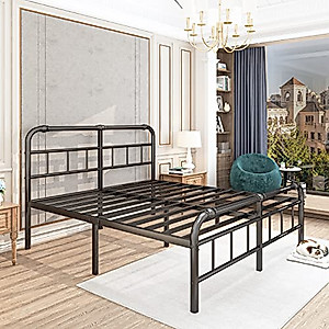 Uliesc 14 Inch King Size Bed Frame with Headboard and Footboard, No Box Spring Needed Heavy Duty Metal Platform, Premium Steel Slat Mattress Foundation with Storage, Noise Free Iron-Art Bed Frame