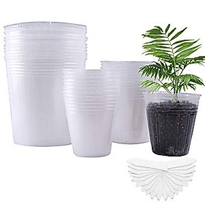Bluepro Plant Nursery Pots 6/4/3 Inch 20pcs Labels, Transparent Plastic Planter with Drainage Hole for Indoor Succulent, Seed Starting Pot Flower Plant Container for Seedlings, Cuttings 36 Packs