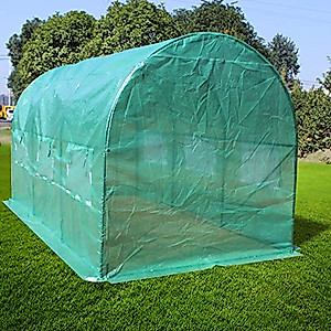 Greenhouse Outdoor Plant Gardening Hot Greenhouse 12' X 7' X 7' Portable Greenhouse Large Walk-in Green Garden Hot House with Roll-Up Windows, Zippered Door