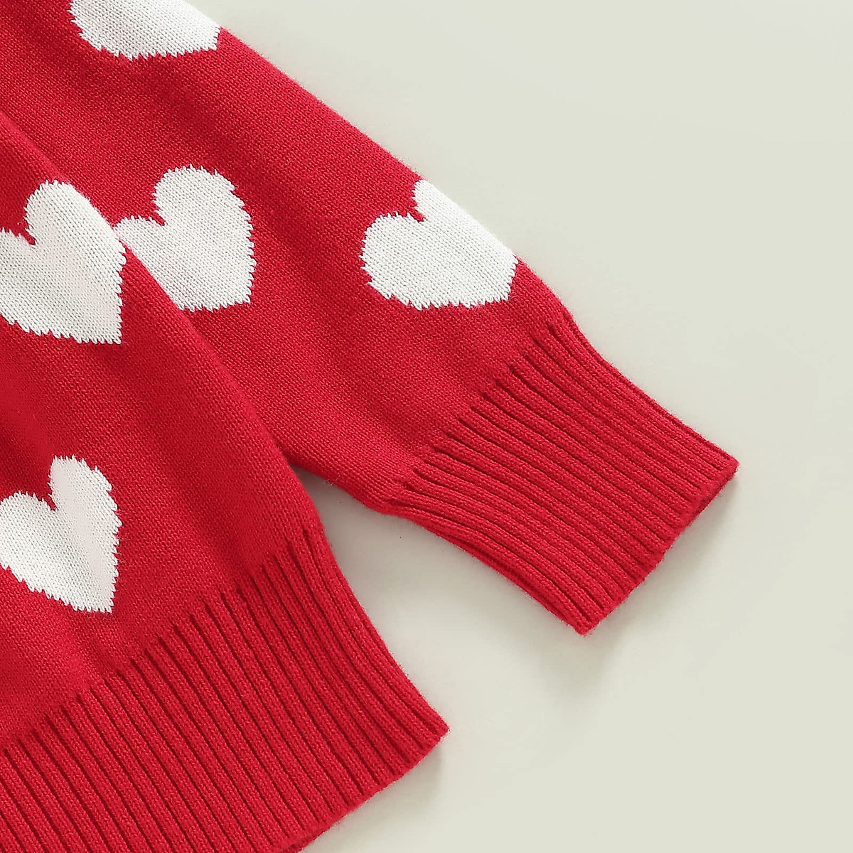 Toddler Baby Girl Love Heart Pullover Sweater Long Sleeve Knit Sweater Shirts Valentines Day Spring Clothes (Love Heart Sweater-Red, 5-6 Years)