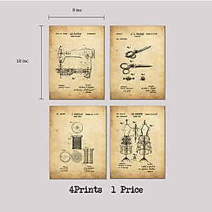 Sewing Patent Poster Set Sewing Room Art Craft Room Decor Sewing Machine Dressform Mannequin Seamstress Wall Decor Sewing Room Artworks Tailors Wall Art Gift For Sewer 8x10 Unframed Print Set