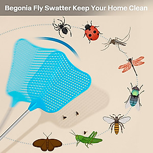 Telescopic Fly Swatter, Hiway 3 Pack Fly Swatter for Indoors Plastic Flyswatter Heavy Duty with Stainless Steel Telescopic Handle