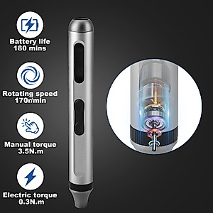 Mini Electric Screwdriver, 50 in 1 Precision Power Screwdriver Set, Cordless Pocket Screwdriver with 48 Magnetic Bits + 1 Pliers + 1 Bar for Repairing Eyeglasses Computer Laptop Watch