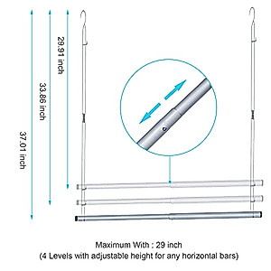 Exsun 2pcs Closet Rod for Hanging Clothes Adjustable Double Hanging Closet Rod Closet Bar Closet Systems Closet Brackets with Rod Holder