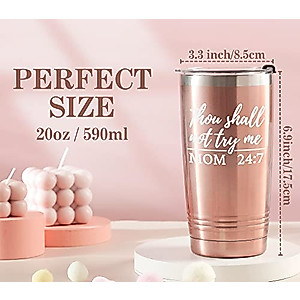 Onebttl Funny Mom Gifts from Daughter, Son, for Birthday, Mother's Day, Christmas, 20oz Tumbler Mug with Lid and Straw - Thou Shall Not Try Me