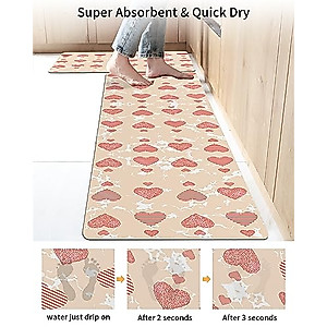 Geometric Love Stripes Bath Mat for Tub,Non Slip Bathroom Floor Runner Rug Quick Dry & Absorbent Diatomaceous Earth Shower Sink Kitchen Washable Doormat,Abstract Minimalistic Aesthetic Art 20x24+20x48