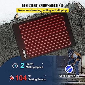 VEVOR, 20in x 30in Walkway, 120V Ice, PVC Heated 6ft Power Cord, Slip-Proof, Ideal Winter Outdoor Snow Mat, 2'' per Hour Melting Speed, Black