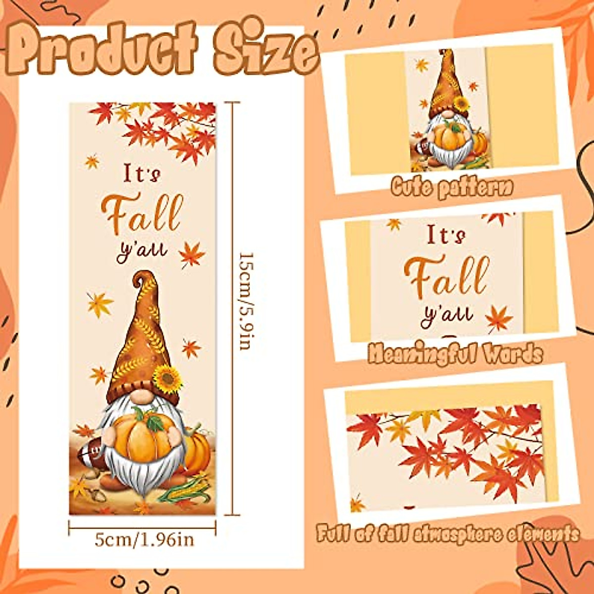 YoeeJob 48 Pcs Cute Fall Bookmarks Bulk for Book Lovers, Book Markers for Women/Men/Kids, Personalized Bookmark in Autumn/Thanksgiving, Ideal Birthday/Holiday Gift for You Friend