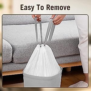 8 Gallon Trash Bags Drawstring, Strong Medium Kitchen Garbage Bag White Trash Can Liners, 22" x 23", (34 Count)