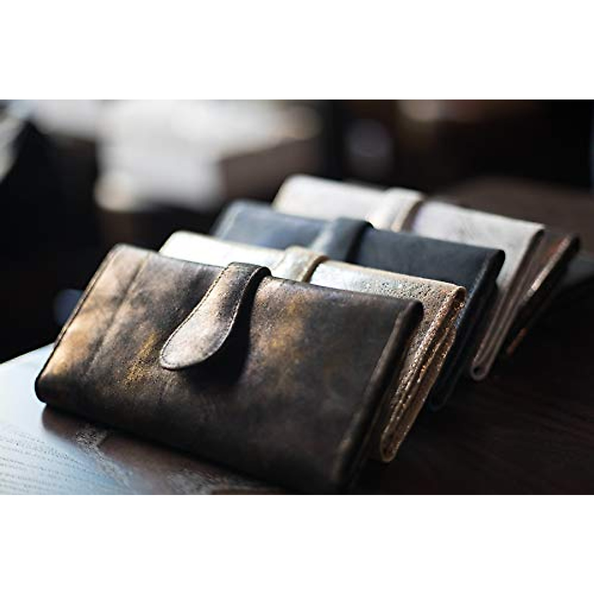 CoFi Wallets - Genuine Handmade Full Grain Leather Mila Trifold Wallet, Unique Platinum