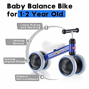 Little Tikes Baby Balance Bike 1 Year Old Boy Birthday Gifts Toddler Toys, Donico Uno All'inizio Gift for Boys Girls 10-24 Months Baby First Bike Indoor Outdoor Riding Toy, First Birthday Gifts (Blue)