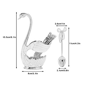 Watris Veiyi Coffee Spoons Set, Dessert Spoons Set, 6PCS Tea Spoons with Swan Base Holder, Metal Coffee Spoon Organizer, Stainless Steel Small Spoons for Coffee Cake Dessert Ice Cream Tea(Silver)