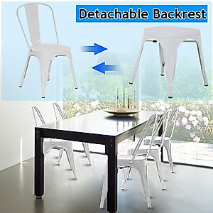 Metal Dining Chairs Indoor-Outdoor Stackable Chic Restaurant Side Bistro Chair Set of 2, 18 Inch Seat Height, 330LBS Weight Capacity Cafe Tolix Kitchen Farmhouse Pub Trattoria Industrial Bar Chairs