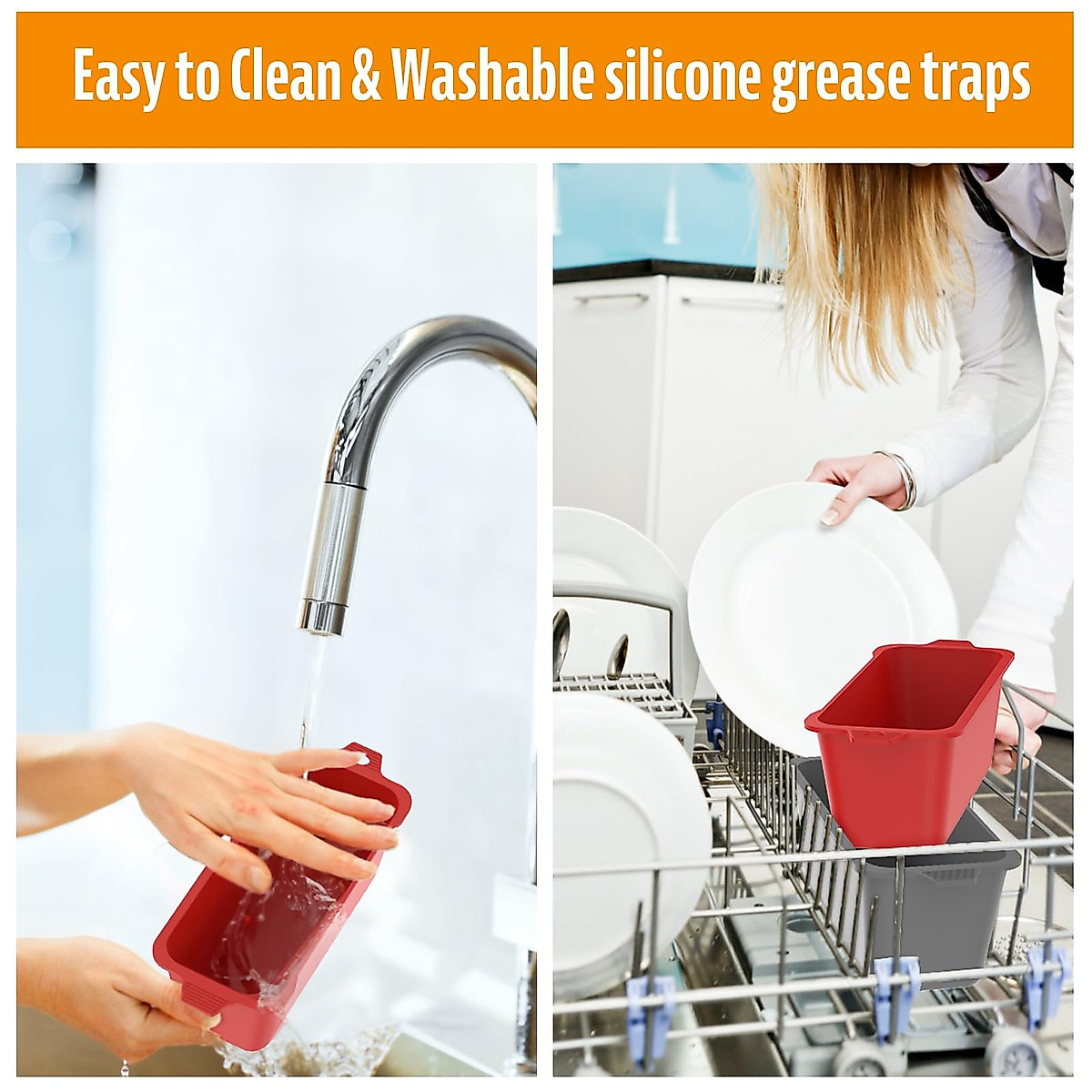 Tbgrepts 3Pcs Silicone Grease Cup Liners, Reusable Foil Drip Pan Liners, Griddle Rear Grease Catcher Liner, Silicone Grease Drip Tray Liner